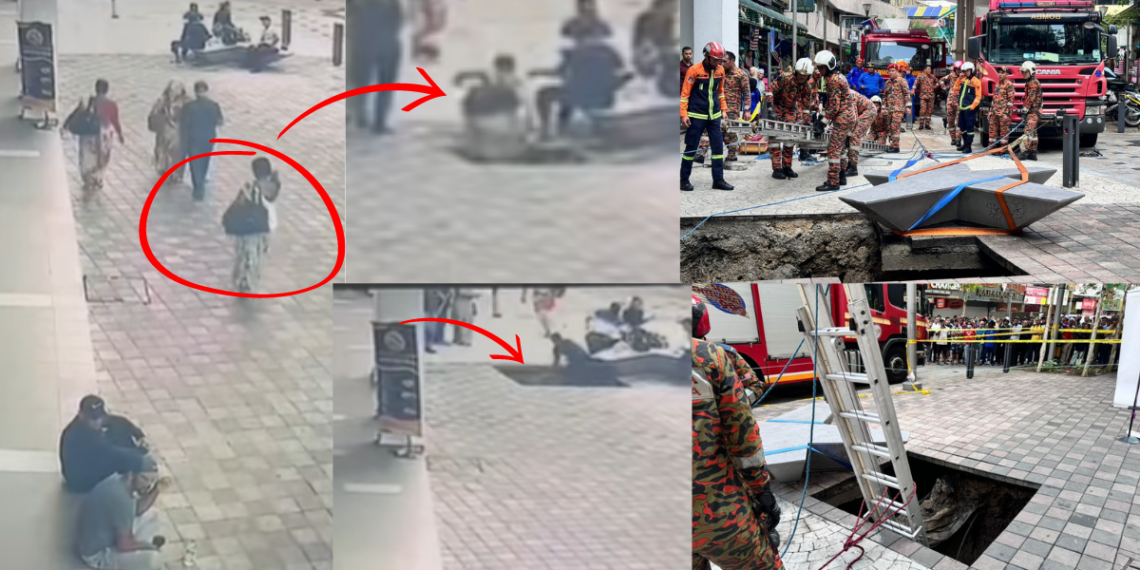 CCTV Footage Shows Exact Moment Woman Falls into Sinkhole at Masjid ...