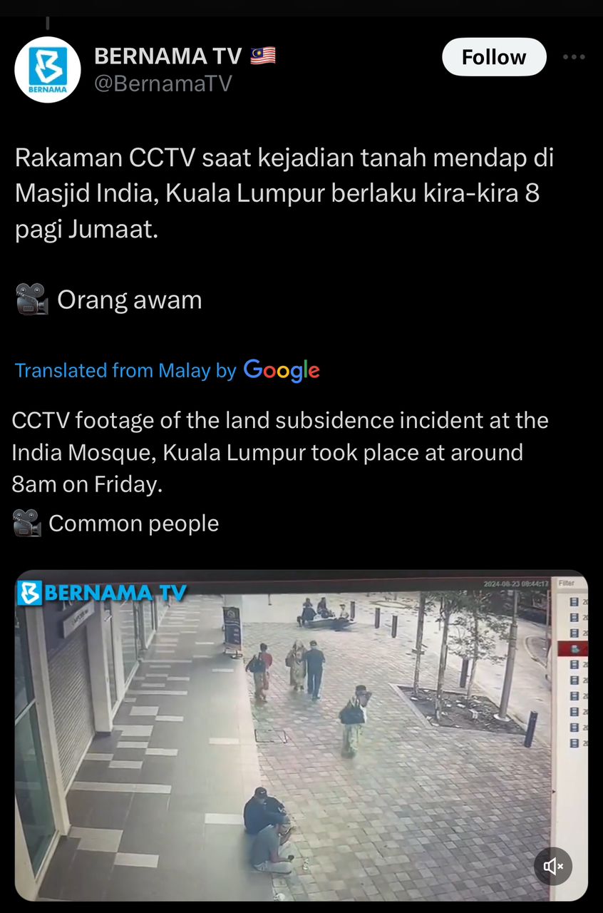 CCTV Footage Shows Exact Moment Woman Falls into Sinkhole at Masjid ...