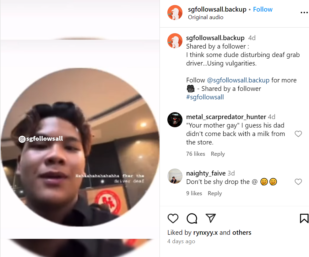 Singaporean Man Uses Vulgarities to Harass Deaf Grab Driver - Wake Up ...