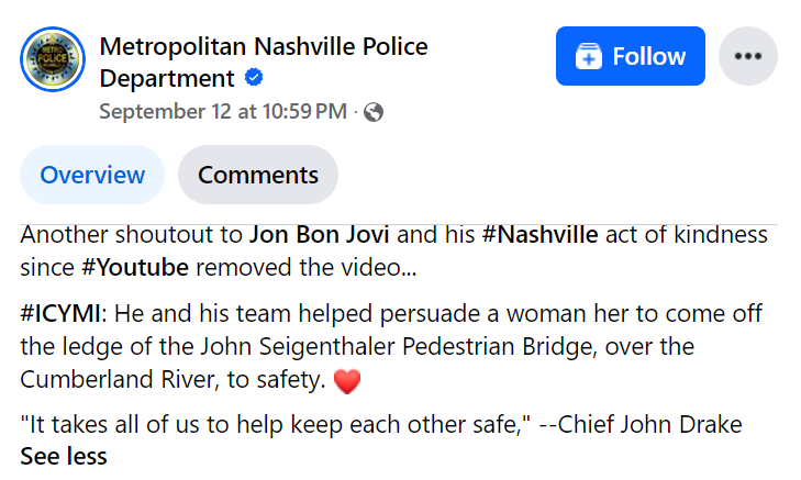 Jon Bon Jovi Stops Woman from Jumping Off Nashville Bridge - Wake Up ...