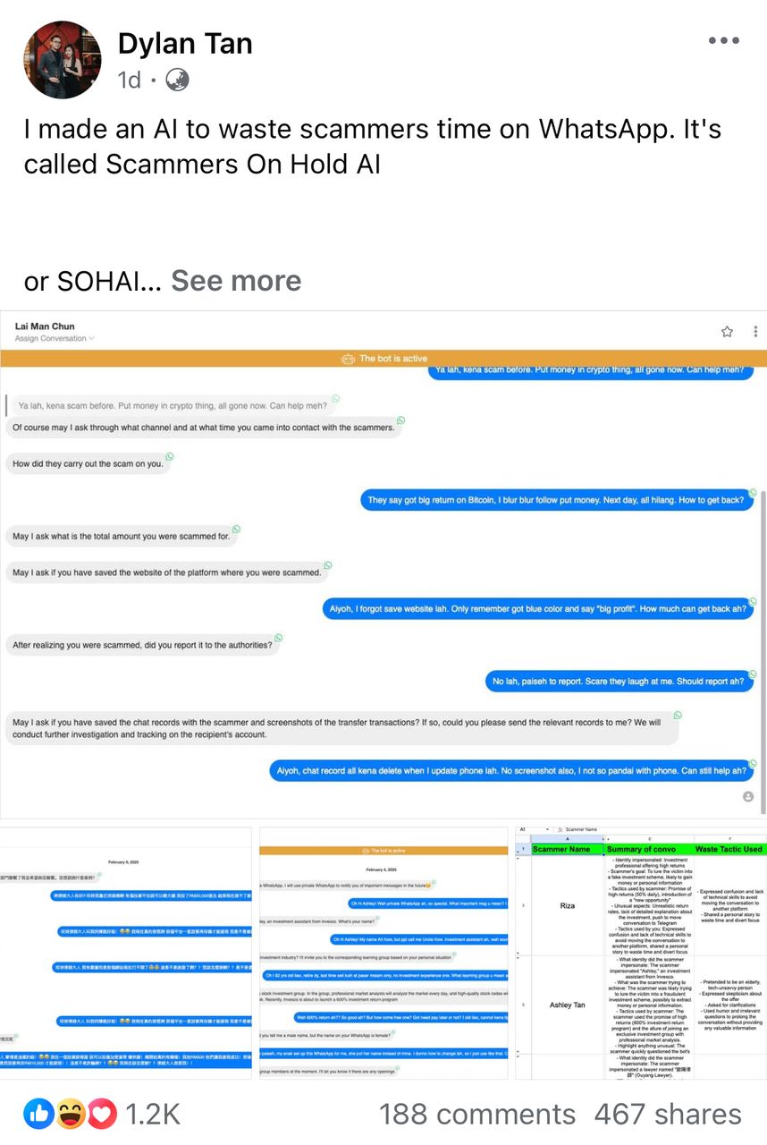 M’sian Entrepreneur Creates ‘Scammers On Hold AI (SOHAI)’ Chatbot to ...